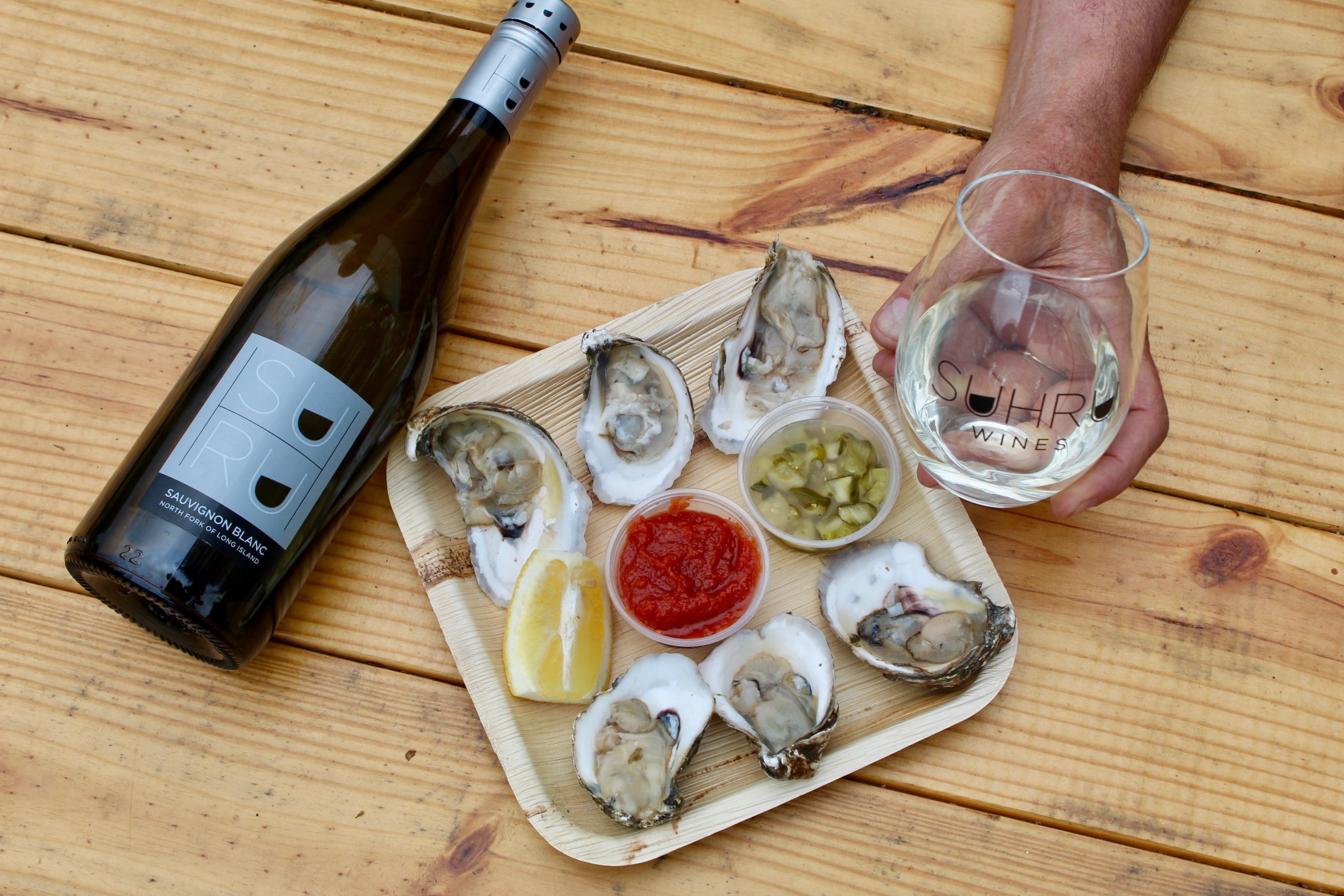 Southold Bay Oysters at Suhru Wines - Northforker
