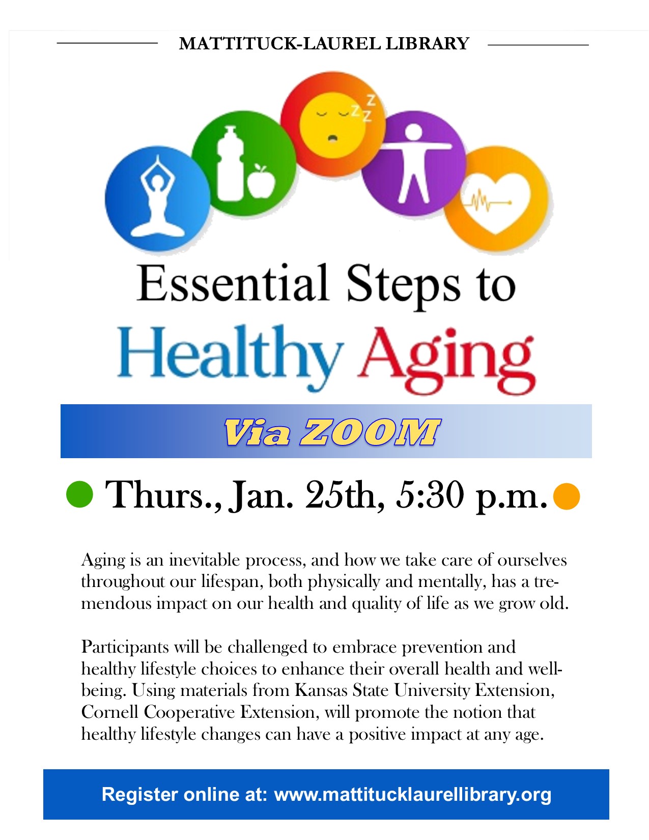 Essential Steps to Healthy Aging via ZOOM - Northforker