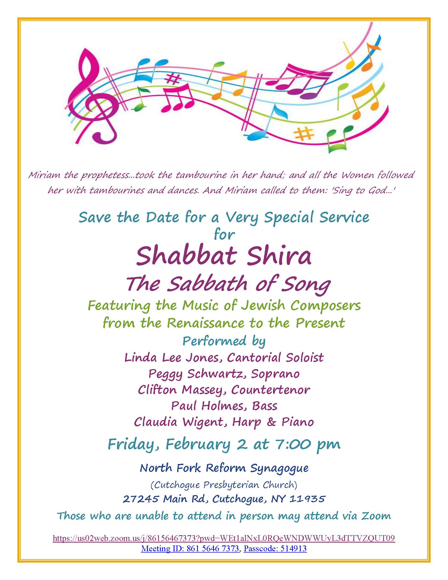 Shabbat Shira - the Sabbath of Song - Northforker