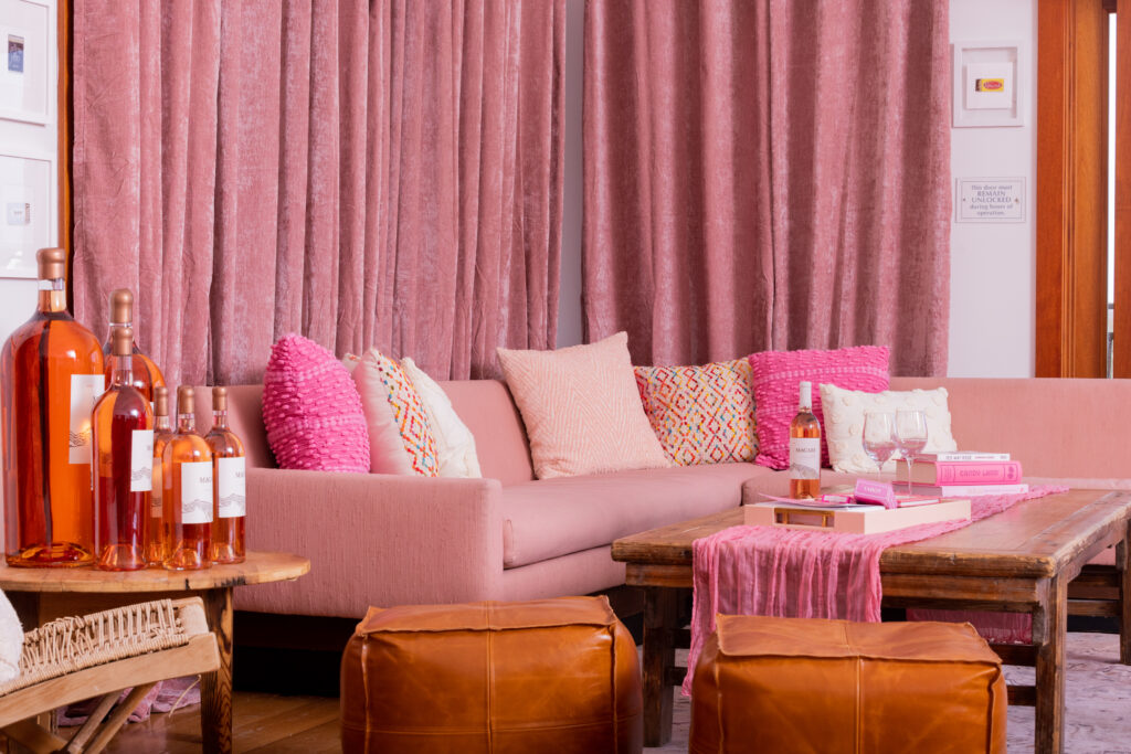 Macari Vineyards' new private tasting room is a pink paradise